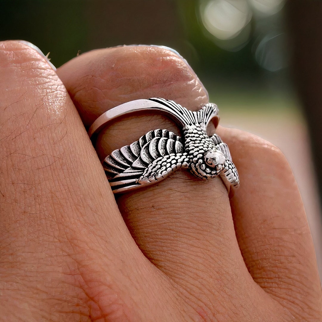 Adjustable Flying Bird Ring Stainless Steel Eagle Crow - Etsy