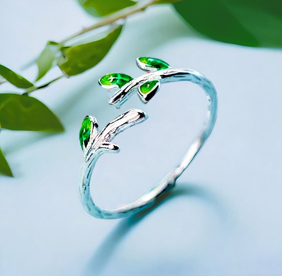 Green Olive Tree Ivy Rings Handmade Minimalist Tree Branch - Etsy