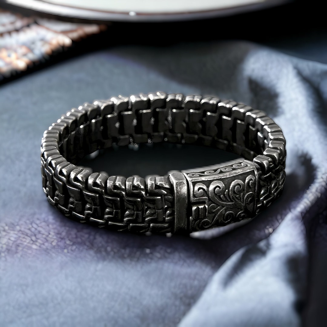 Mens Stainless Steel Bracelet Vintage Link Chain Mens Biker Motorcycle ...