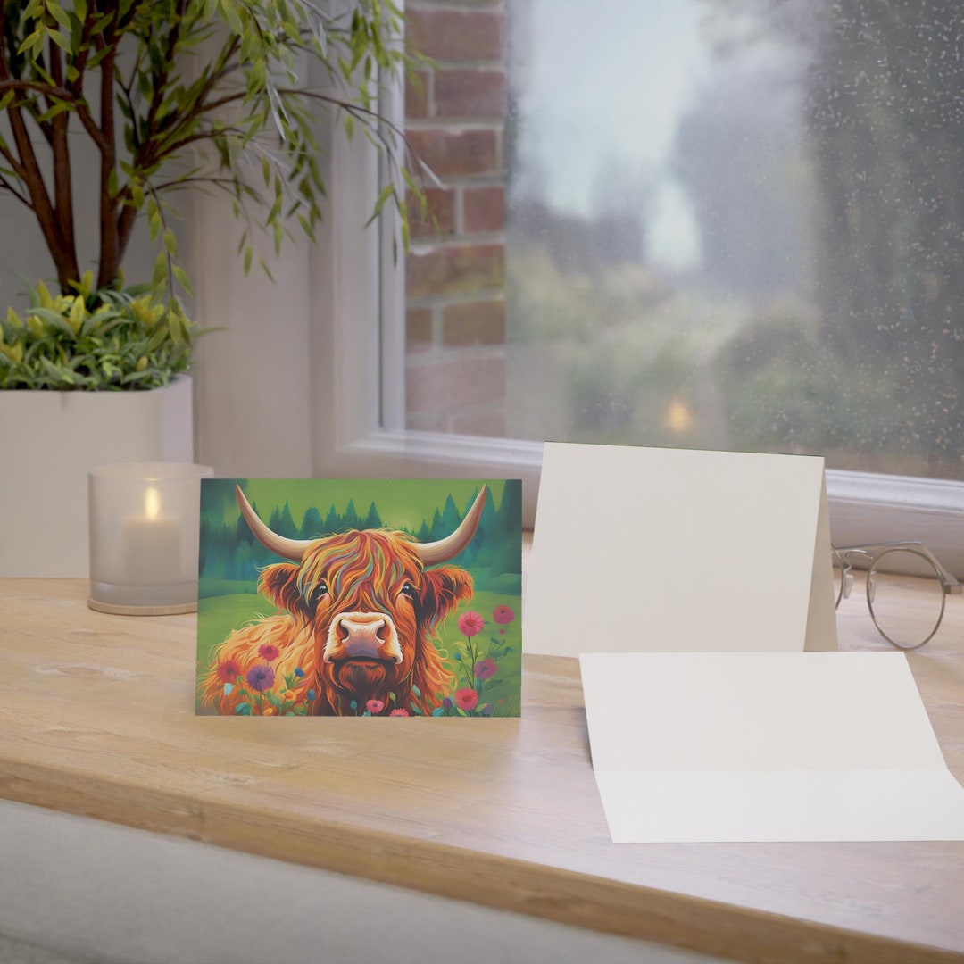 Highland Cow Greeting Cards Scotland Keepsake Stationary Set Scottish ...