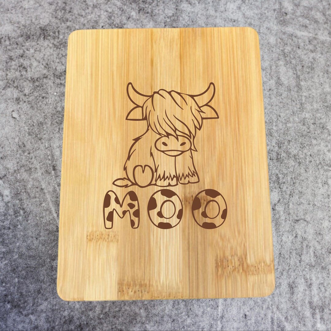 Personalized Highland Baby Cow Cutting Board Highland Cute Cow Lover ...