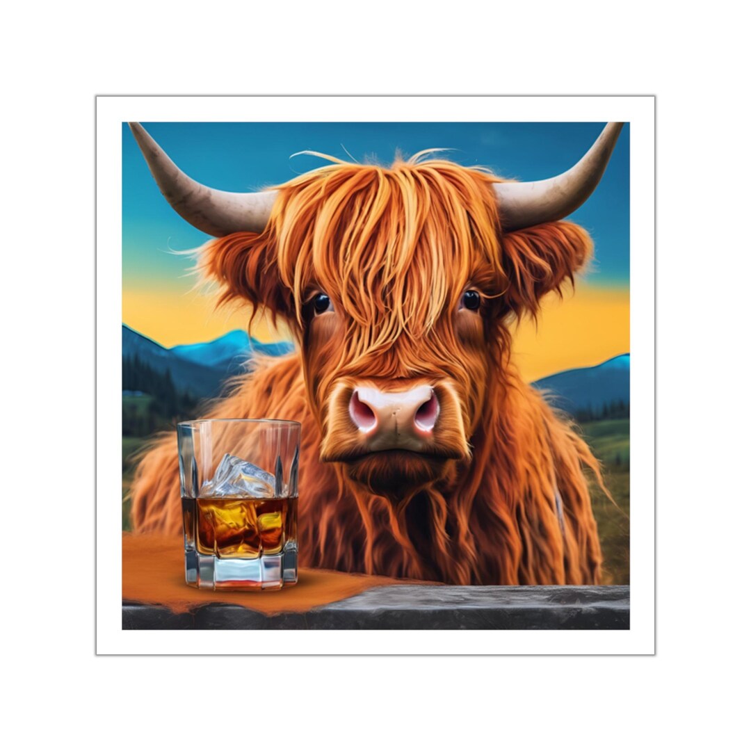 Highland Cow Sticker Whiskey Drinking Spirit Vinyl Rural Farm Country ...