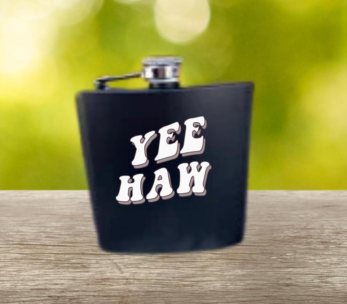 Flask, Western Decor, Yeehaw Hip Flask, Whiskey, Groomsmen, Wedding ...