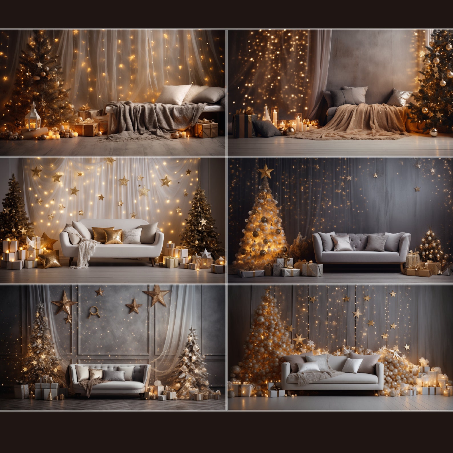 20 Christmas Family Kids Photoshoot Digital Backdrop, Cozy Sofa Studio ...