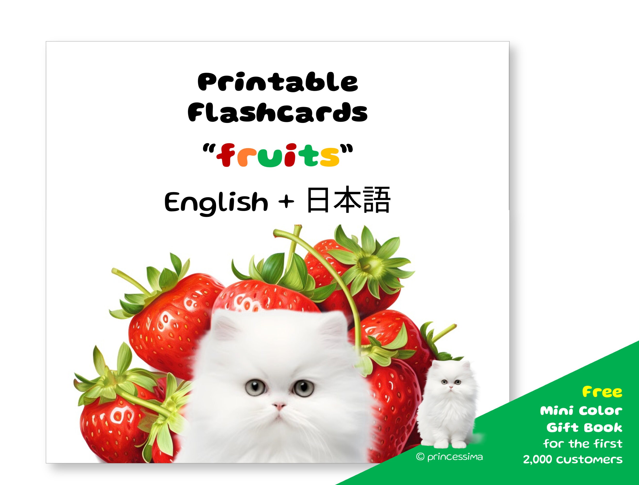 60 Yummy Fruits Flash Cards, Japanese, Montessori Gift, Pre-school ...