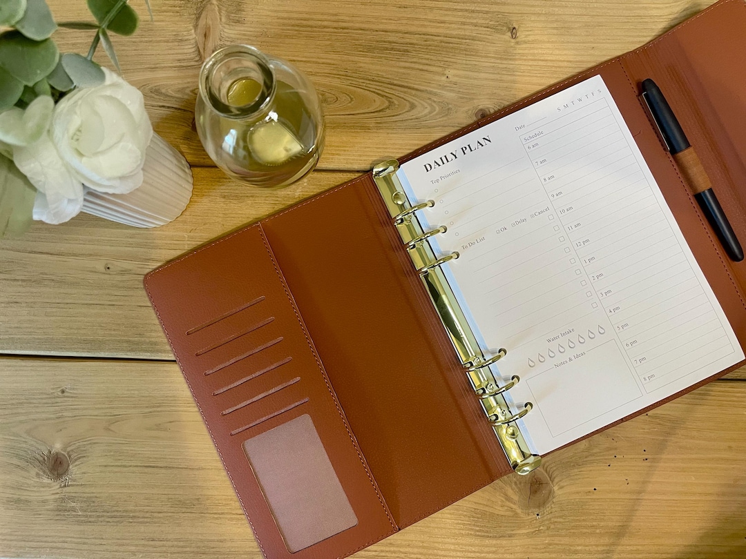Refillable Leather Daily Planner: Undated Organizer Notebook - Etsy