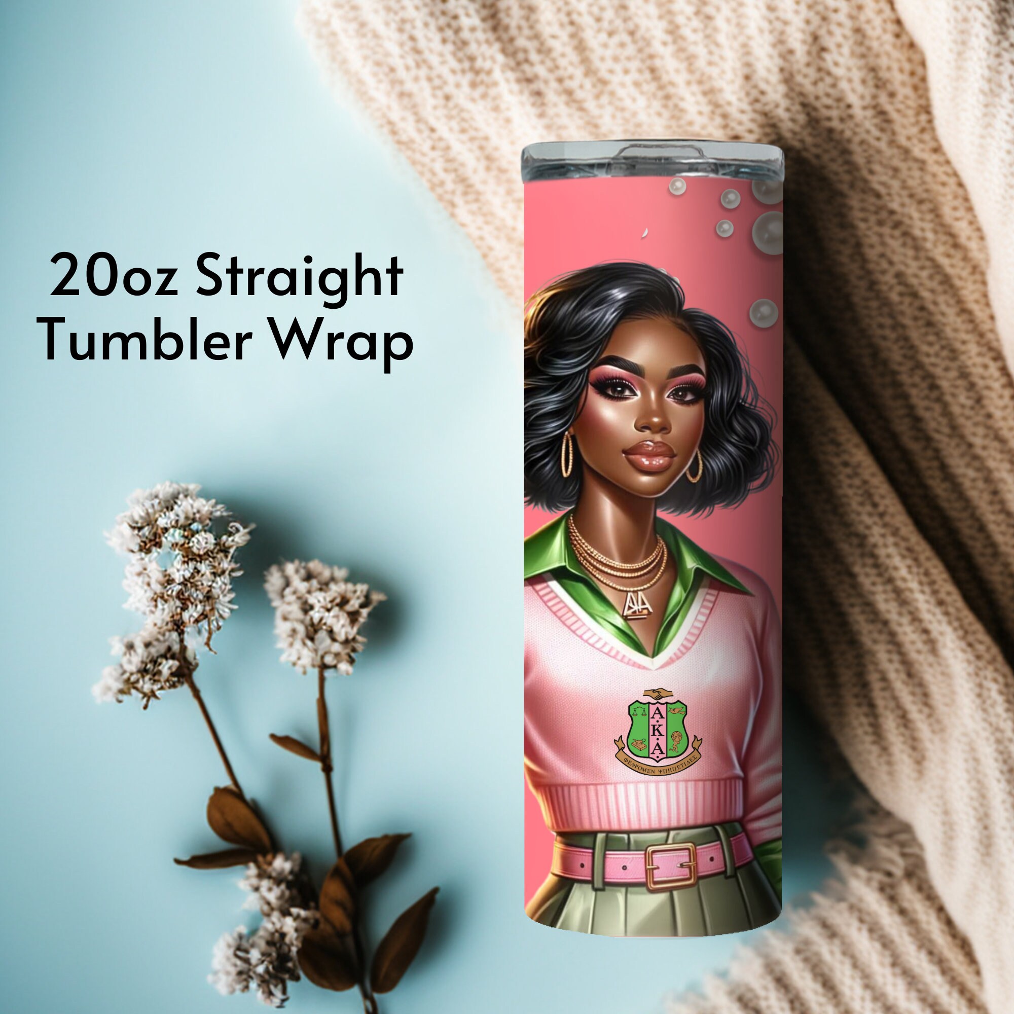 Alpha Kappa Alpha Tumbler Wrap, Sorority, Sublimation, Skinny 20-30oz ...