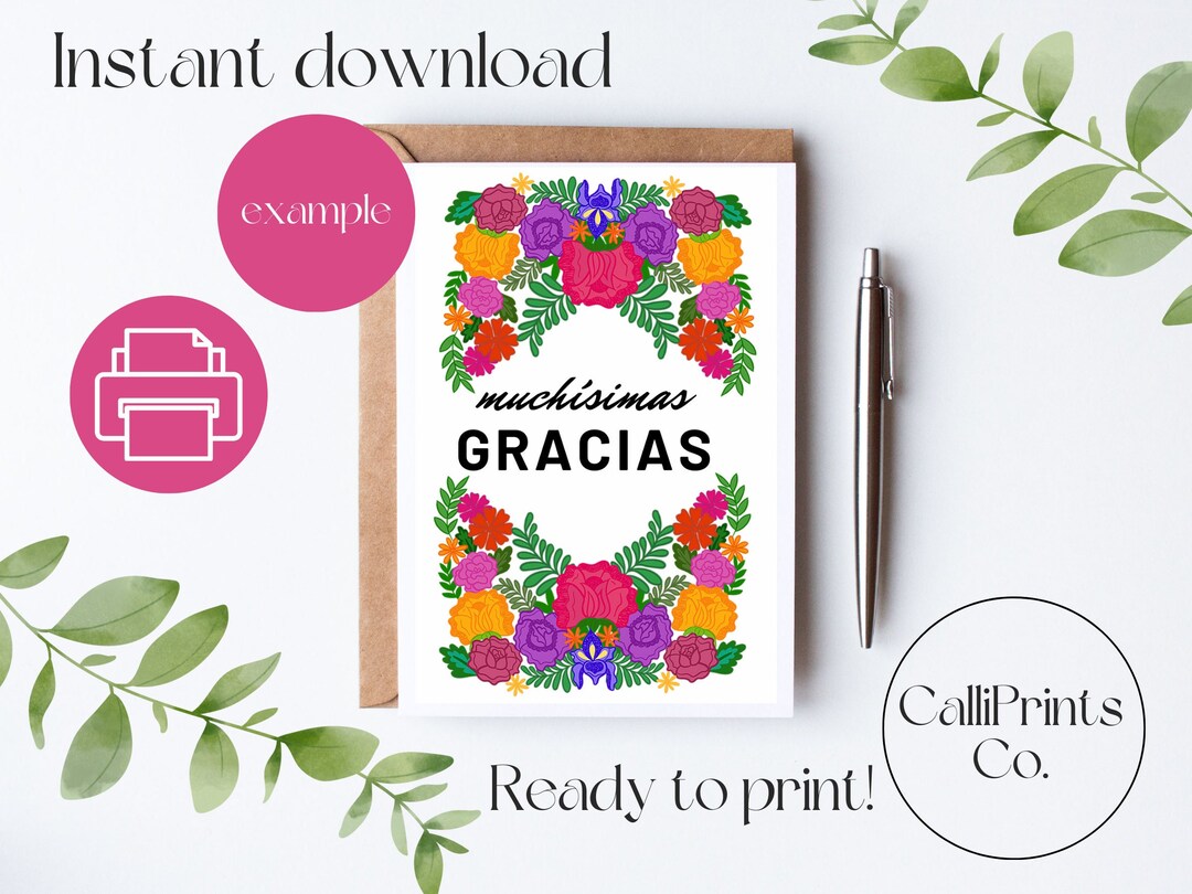 Spanish Thank You Card - Tarjeta Muchisimas Gracias - ESPAÑOL ...