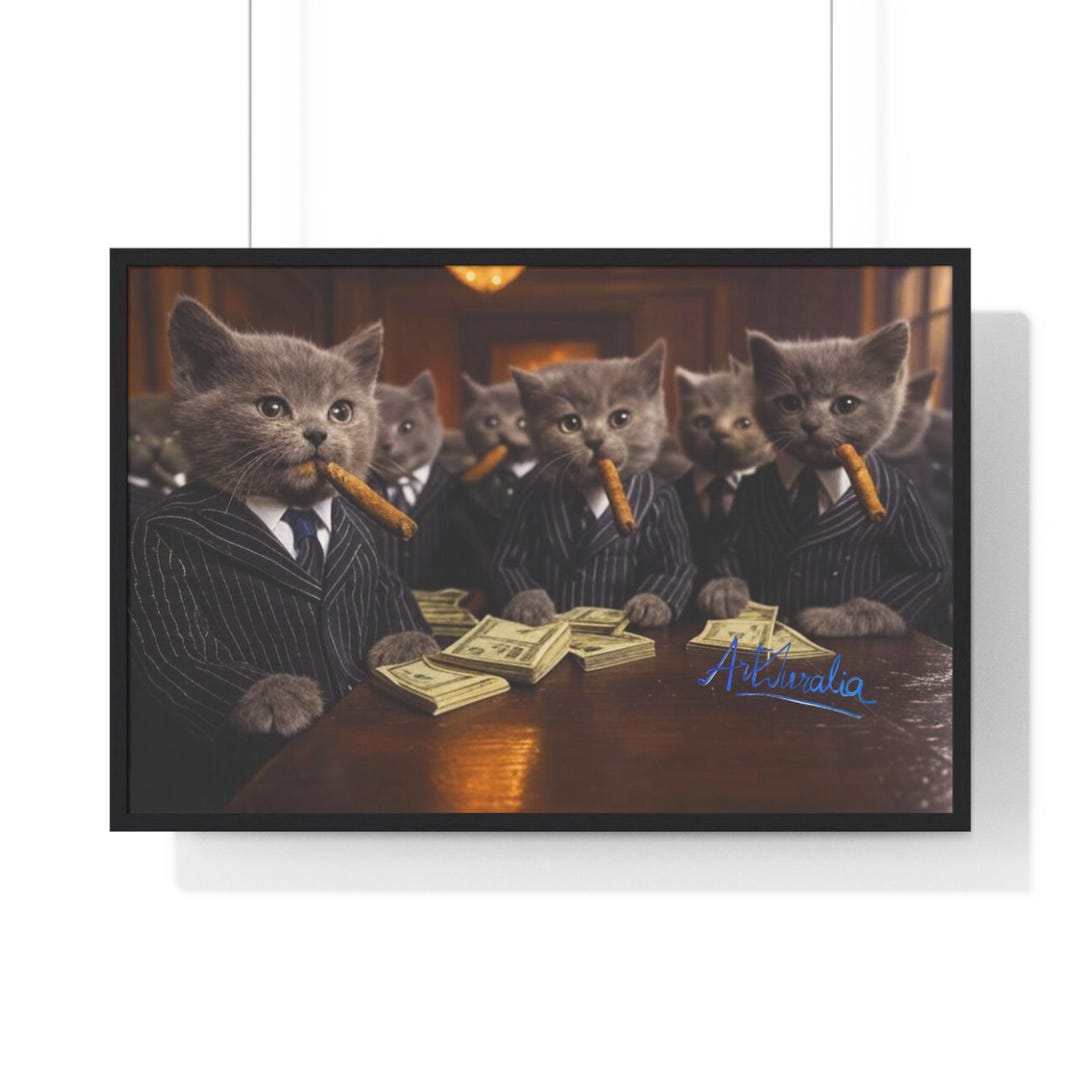 Art Print, Cat Gangster Bosses in Suits With Money, Funny Kitten Mafia ...