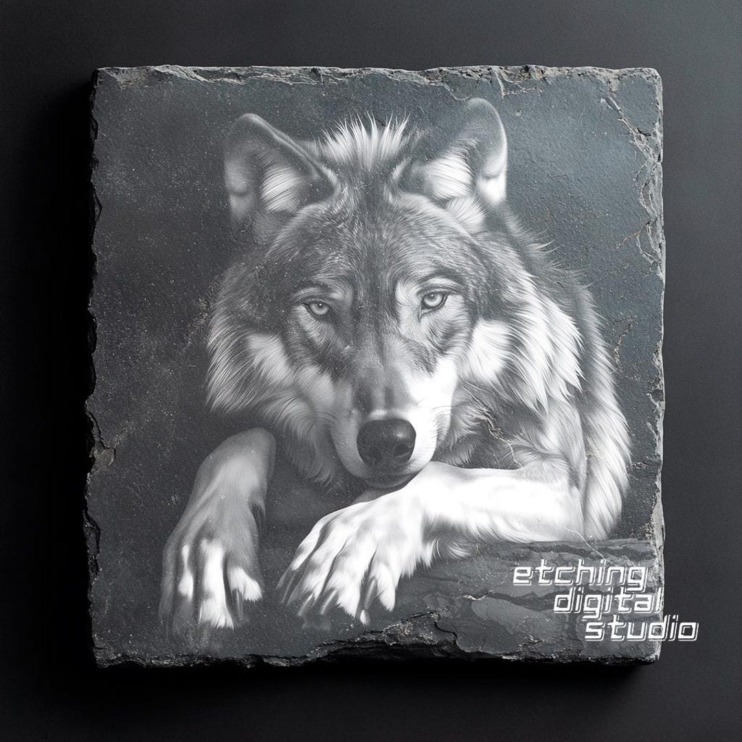 Wolf Slate PNG | Slate Coasters Engraved | Slate Boards Etching | DIY ...
