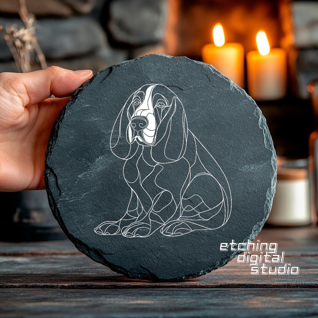 Basset Hound Dog Slate PNG | Slate Coasters Engraved | Slate Boards ...