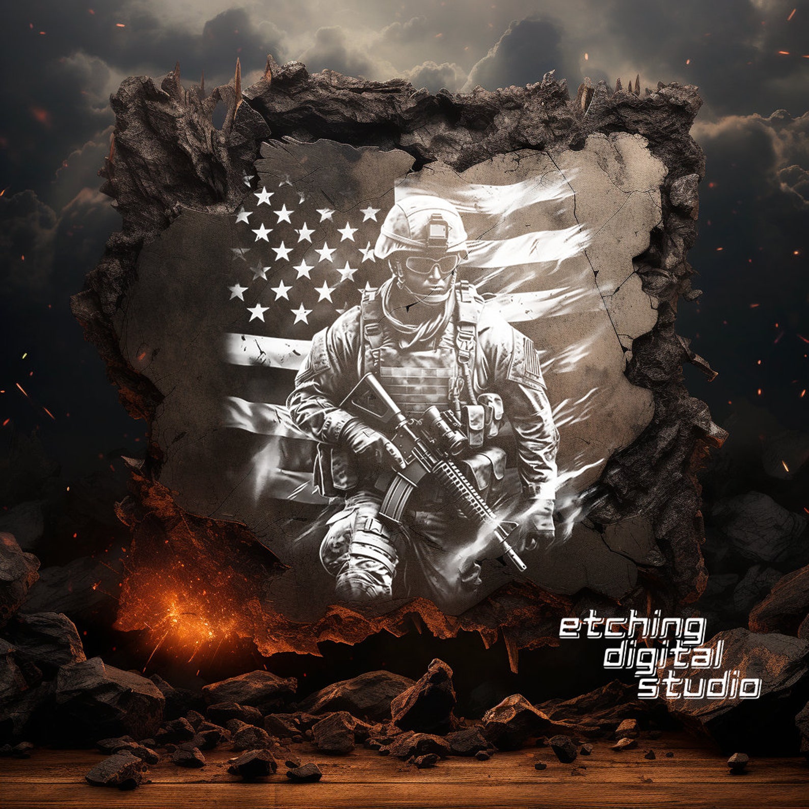 American Soldier PNG for CNC Laser Engrave, Laser Burn, Warfare ...