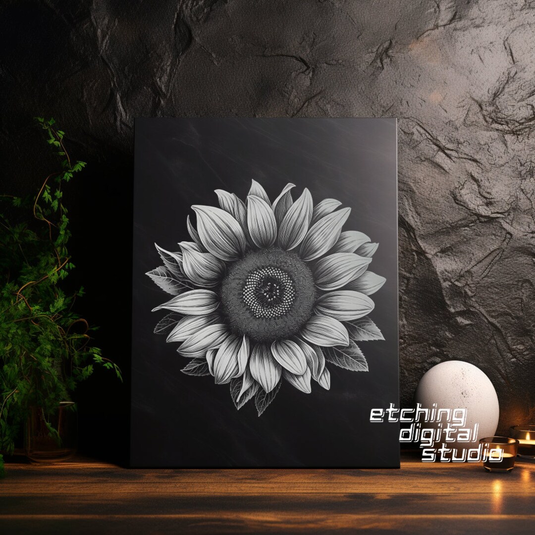 Sunflower PNG for CNC Laser Engrave, Laser Burn, Glowforge File ...