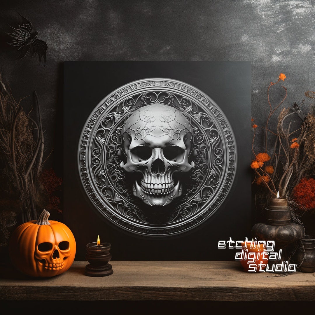 Skull Halloween PNG for CNC Laser Engrave, Halloween, Horror, Laser ...