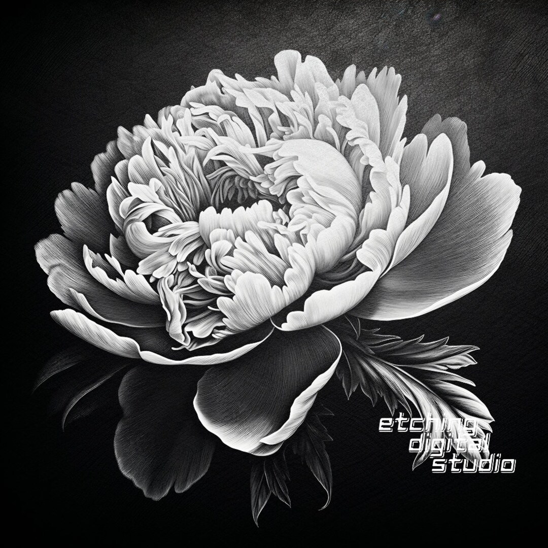 Peony Flower PNG for CNC Laser Engrave, Laser Burn, Glowforge File ...