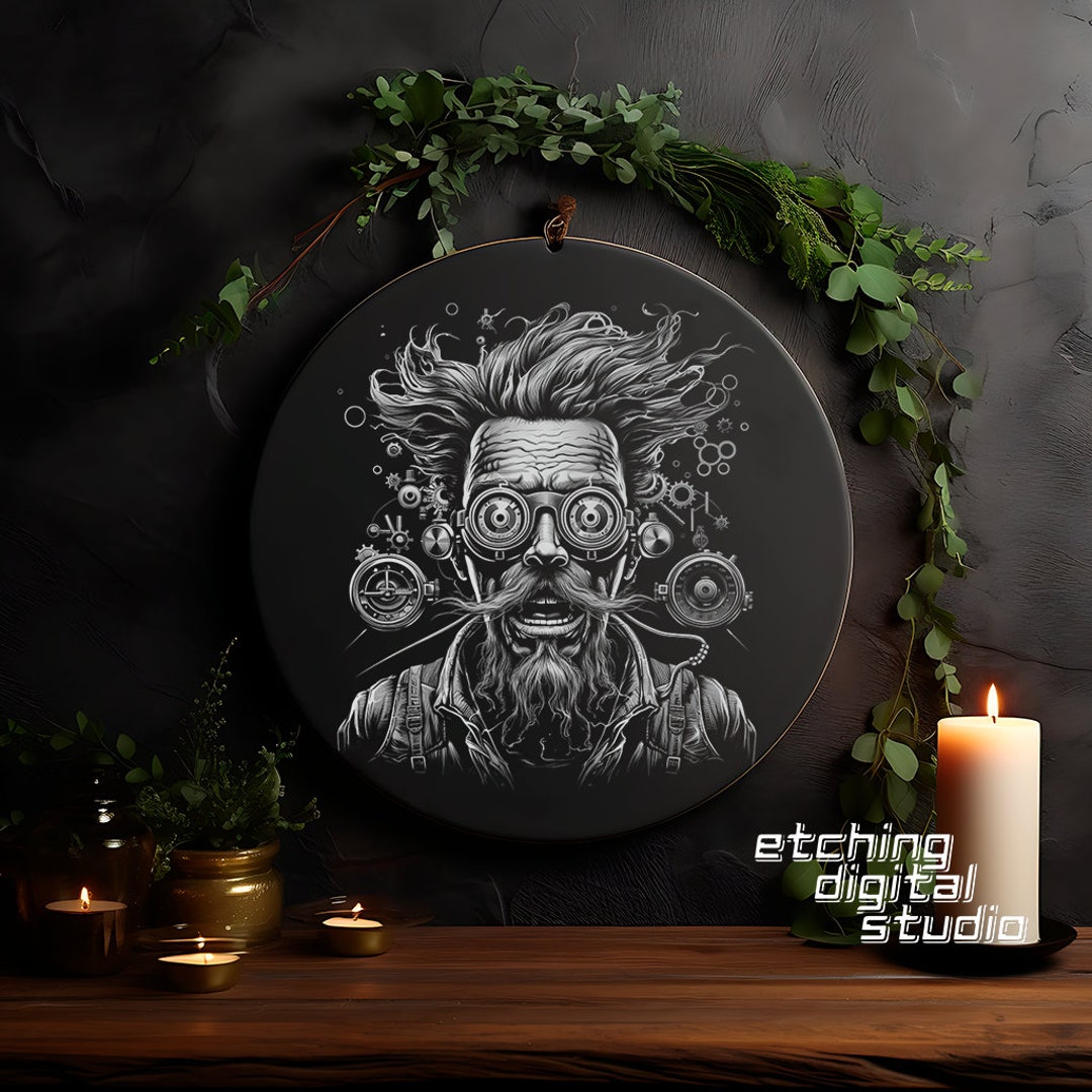 Steampunk Inventor PNG CNC Laser Engrave, Laser Burn, Glowforge File ...