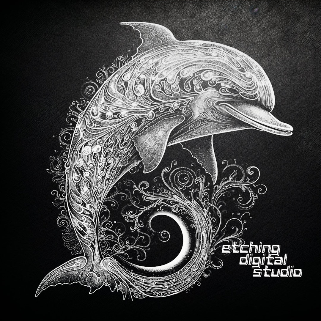 Dolphin PNG for CNC Laser Engrave, Laser Burn, Lightburn, Slate Coaster ...