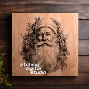 Santa Claus PNG for CNC Laser Engrave, Xmas, Laser Burn, Glowforge File ...