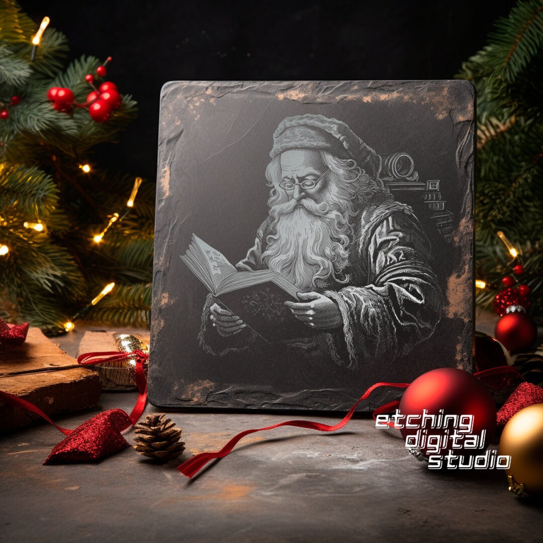 Santa Reading PNG for CNC Laser Engrave, Laser Burn, Glowforge File ...