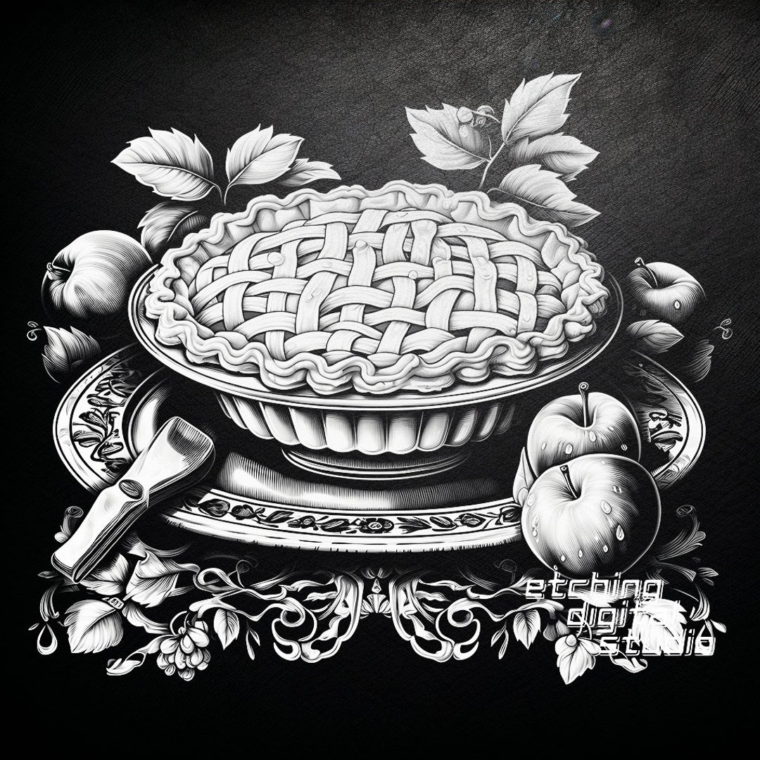 Apple Pie PNG for CNC Laser Engrave, Laser Burn, Glowforge, Charcuterie ...