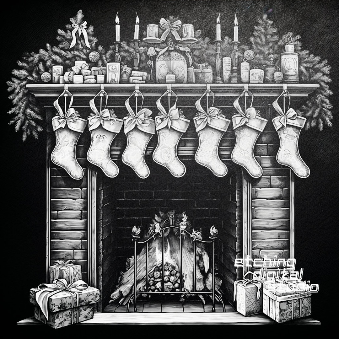 Christmas Stockings PNG for CNC Laser Engrave, Laser Burn, Fireplace ...