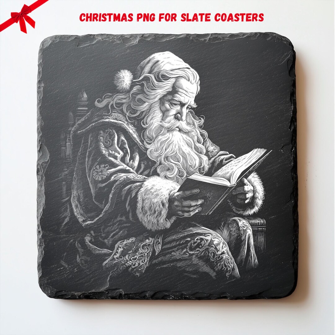 Santa Reading PNG for CNC Laser Engrave, Laser Burn, Glowforge File ...