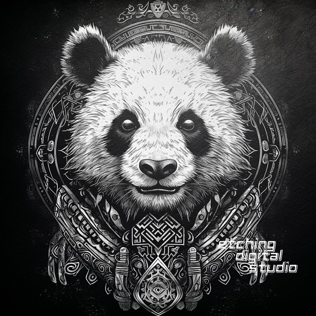 Panda PNG for CNC Laser Engrave, Laser Burn, Glowforge File, Lightburn ...