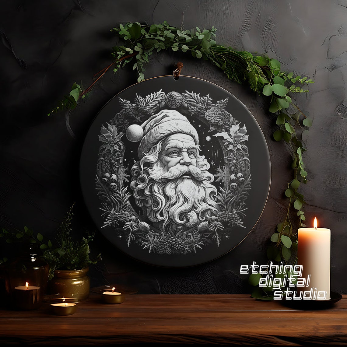 Santa Claus PNG for CNC Laser Engrave, Laser Burn, Glowforge File ...