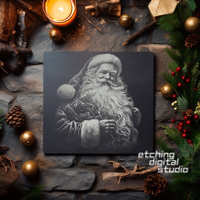 Santa Claus PNG for CNC Laser Engrave, Laser Burn, Glowforge File, Xmas ...