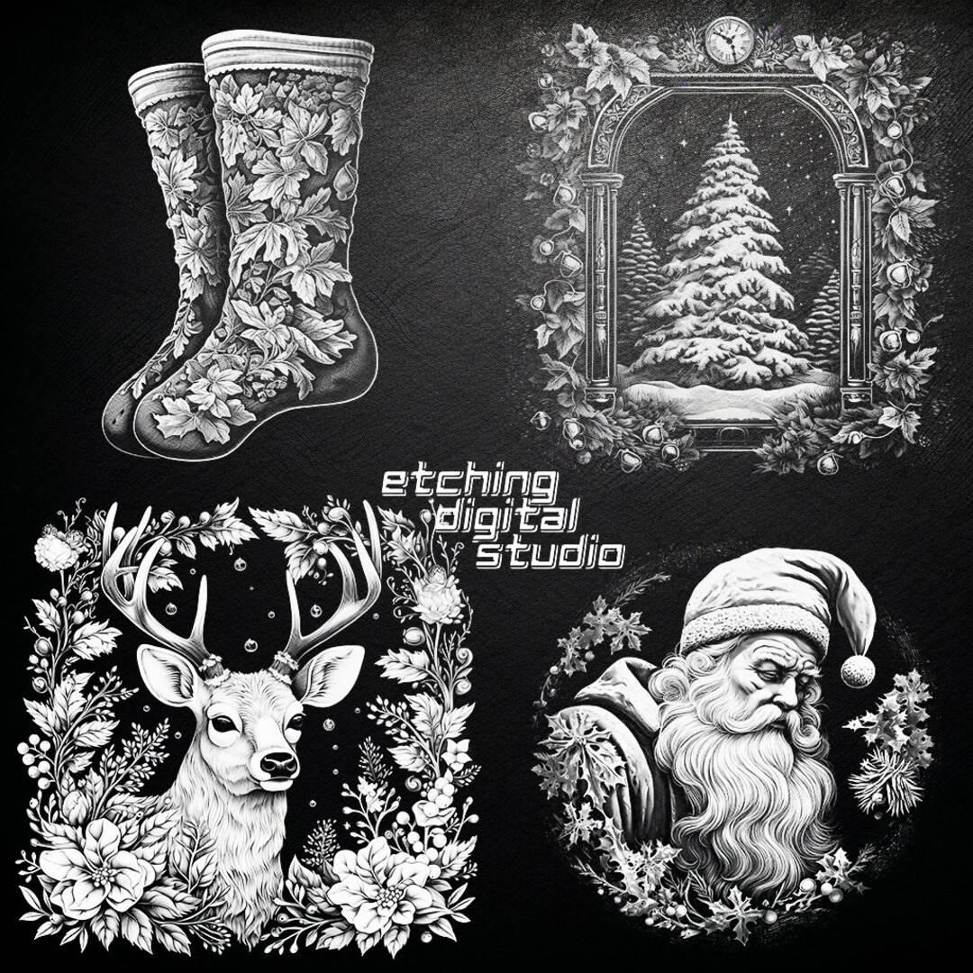4 Bundle Christmas Time PNG for CNC Laser Engrave, Laser Burn ...