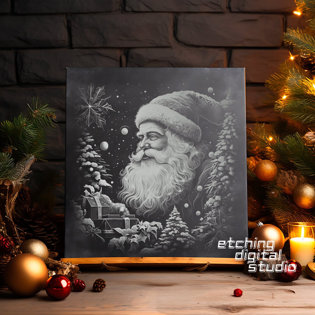 Santa Claus PNG for CNC Laser Engrave, Laser Burn, Christmas Santa ...