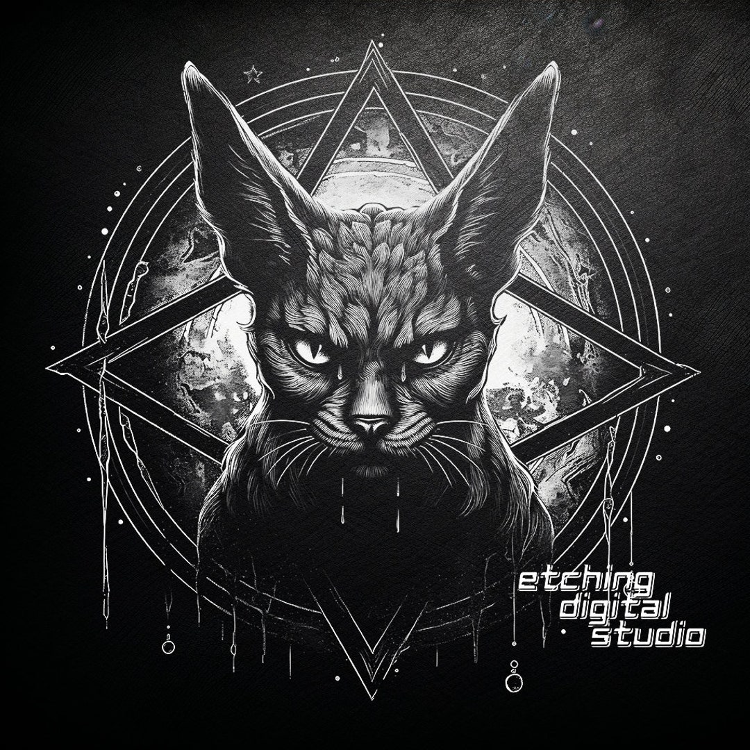 Satanic Cat PNG for CNC Laser Engrave, Laser Burn, Glowforge File ...