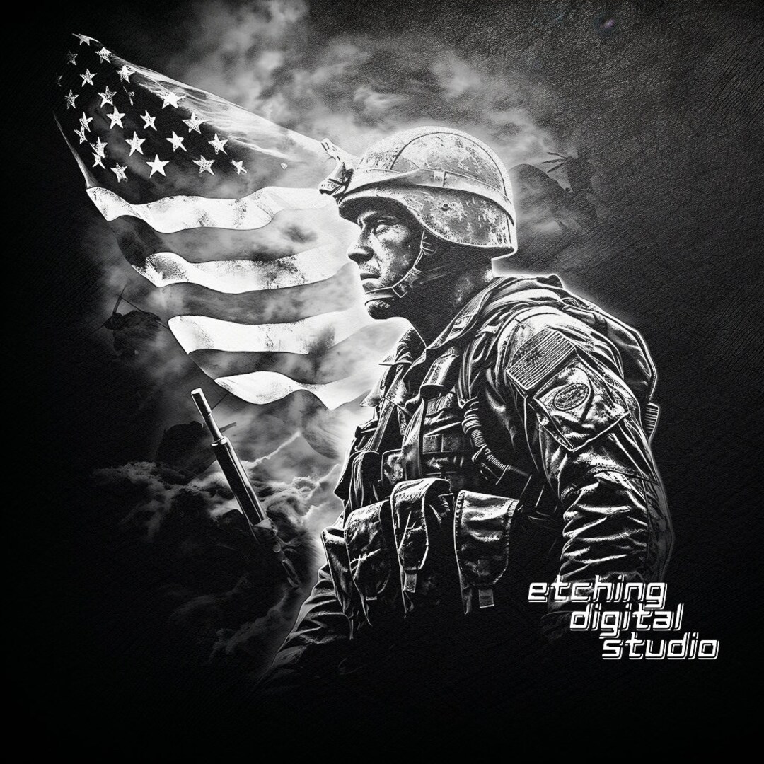 Veteran Day Soldier PNG for CNC Laser Engrave, Laser Burn, Veteran, War ...