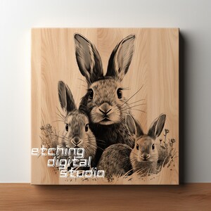Rabbit Family PNG for CNC Laser Engrave, Laser Burn, Glowforge File ...