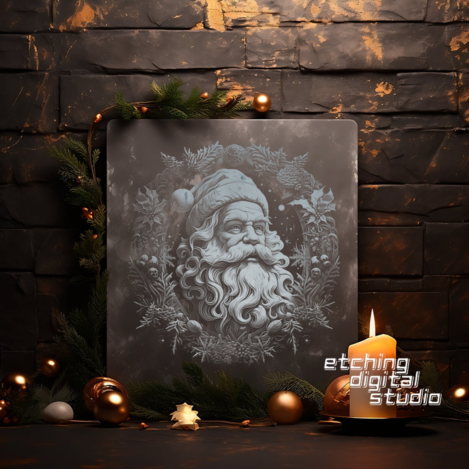 Santa Claus PNG for CNC Laser Engrave, Laser Burn, Glowforge File ...