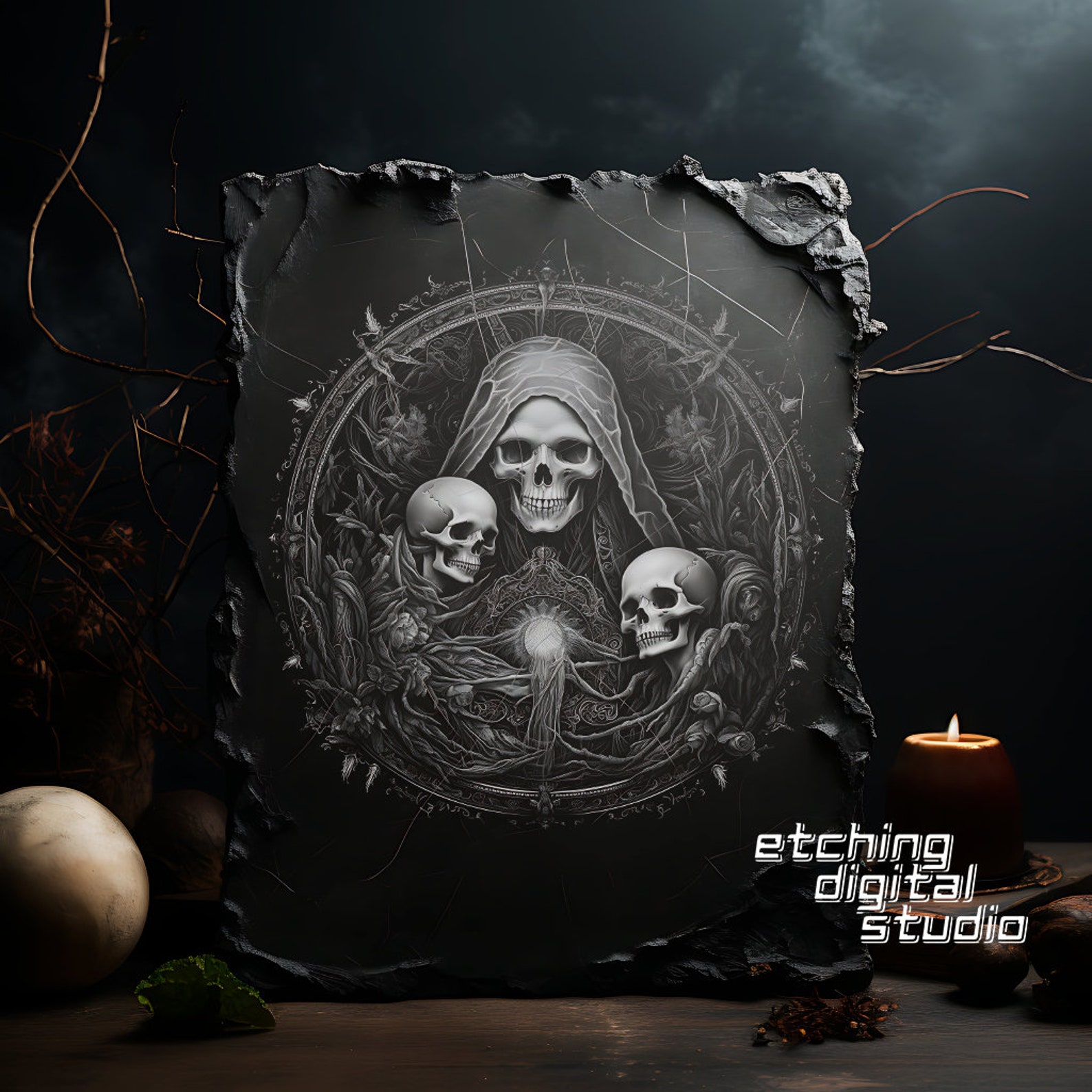 Skulls PNG for CNC Laser Engrave, Halloween, Horror, Laser Burn ...