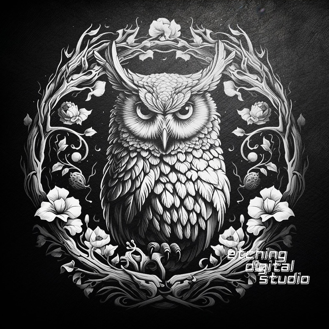 Owl PNG for CNC Laser Engrave, Laser Burn, Glowforge File, Lightburn ...