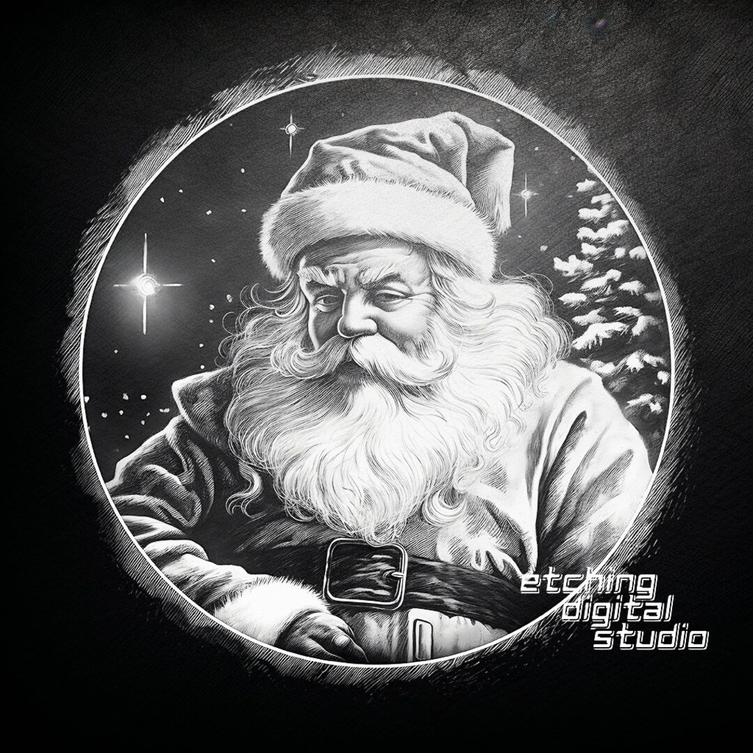 Santa Claus PNG for CNC Laser Engrave, Laser Burn, Glowforge File ...