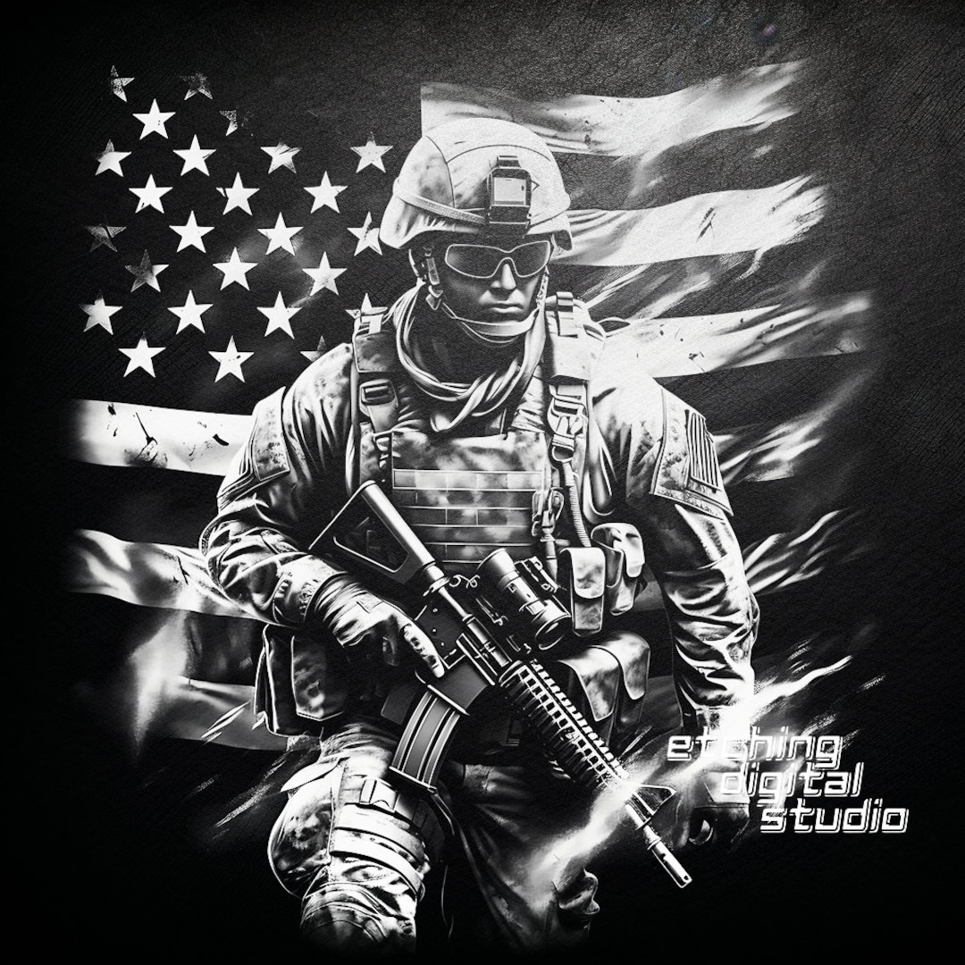 American Soldier PNG for CNC Laser Engrave, Laser Burn, Warfare ...