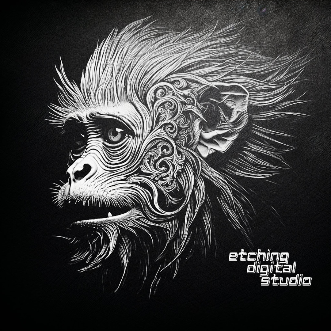 Monkey PNG for CNC Laser Engrave, Laser Burn, Glowforge File, Lightburn ...