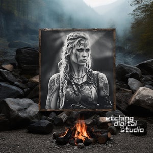 Viking Girl PNG for CNC Laser Engrave, Laser Burn, Glowforge File ...