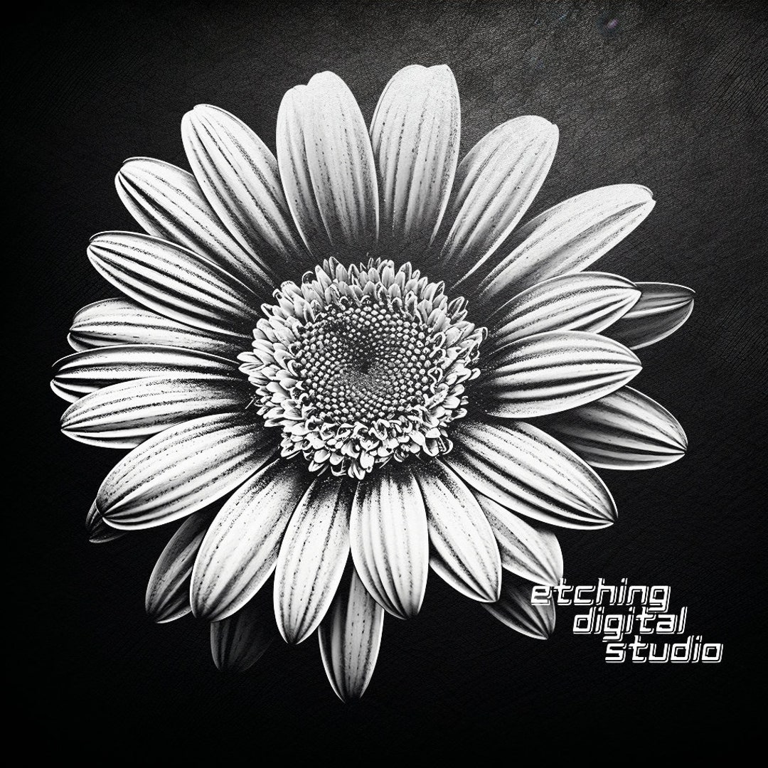 Gerbera Daisy Flower PNG for CNC Laser Engrave, Laser Burn, Glowforge ...