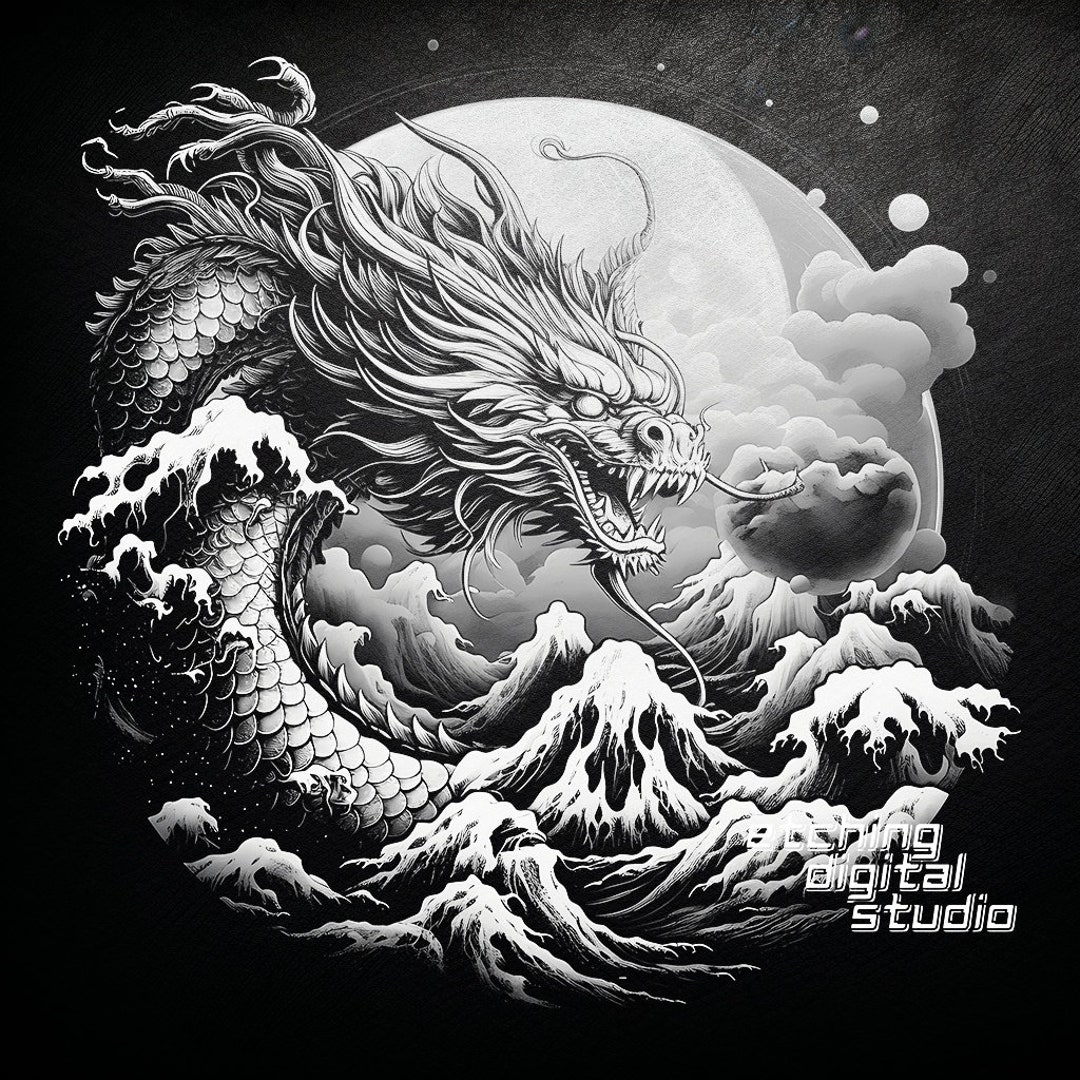 Dragon PNG for CNC Laser Engrave, Laser Burn, Glowforge File, Lightburn ...