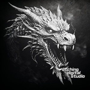 Dragon PNG for CNC Laser Engrave, Laser Burn, Glowforge File, Lightburn ...