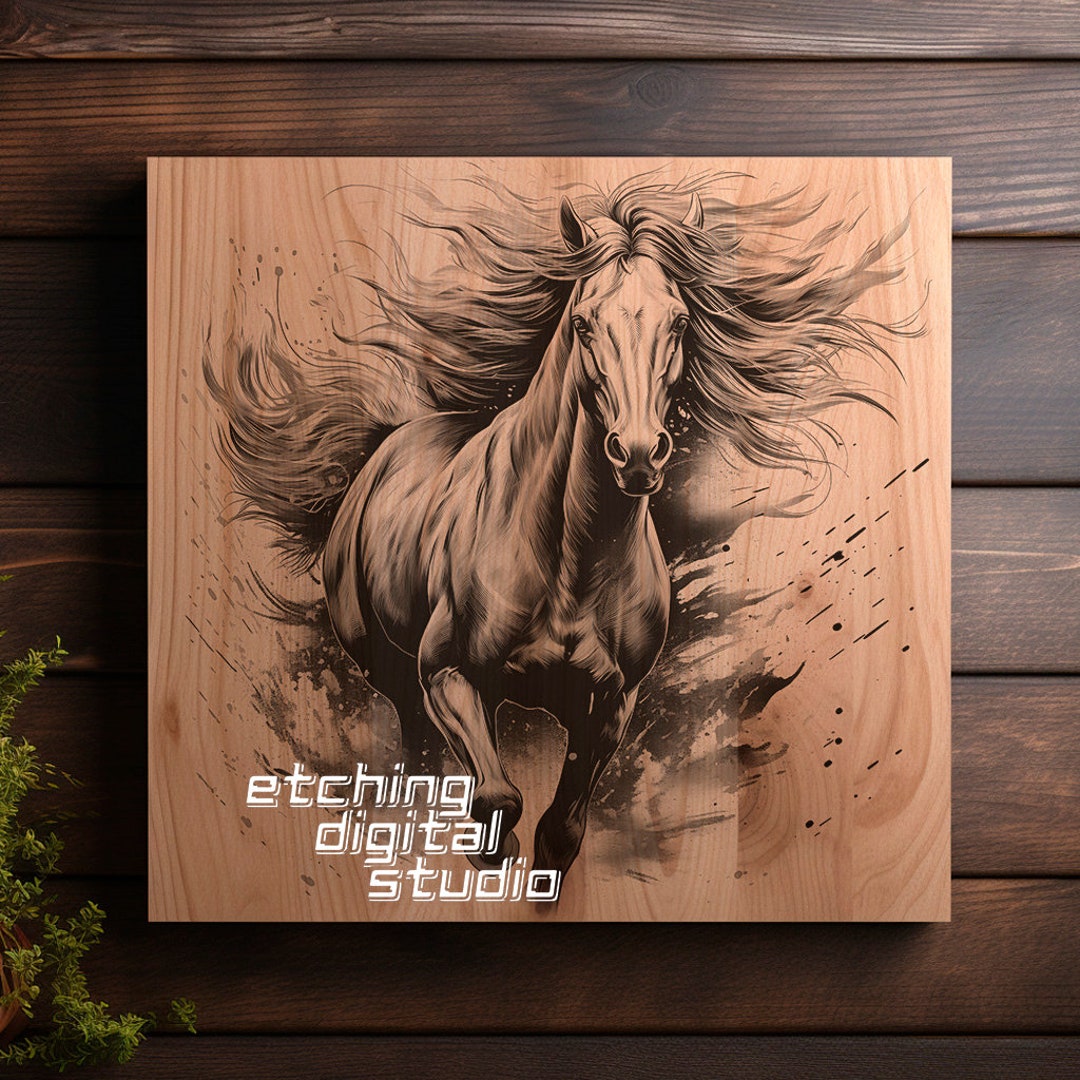 Horse PNG for CNC Laser Engrave, Laser Burn, Glowforge File, Lightburn ...