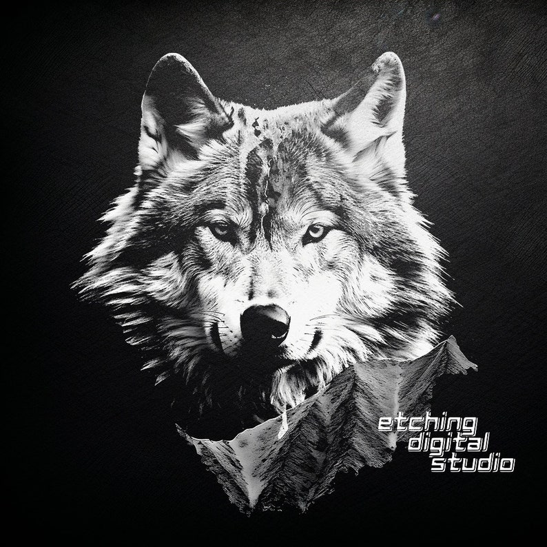 Wolf Mountain PNG for CNC Laser Engrave Laser Burn Glowforge - Etsy