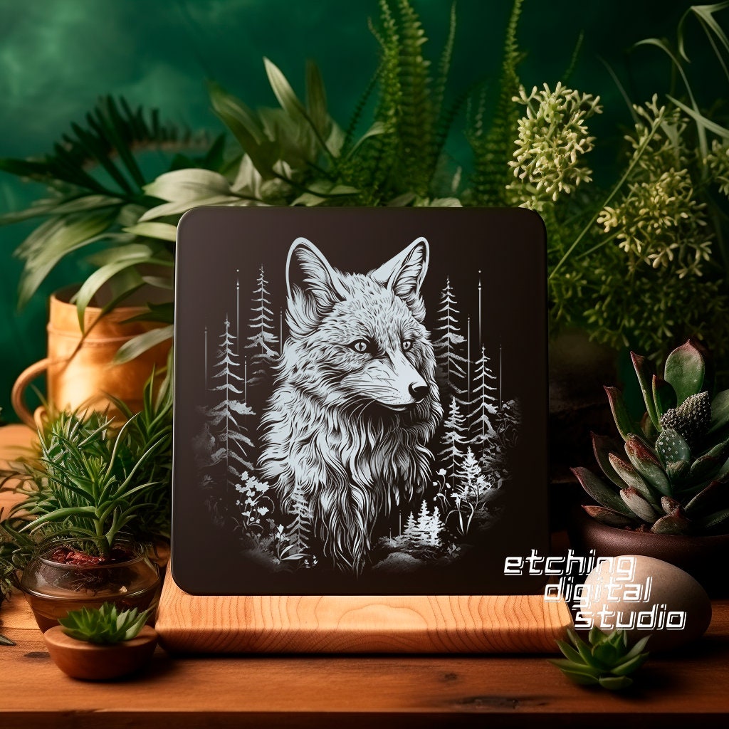 Fox in Forest PNG for CNC Laser Engrave Laser Burn Glowforge - Etsy Canada