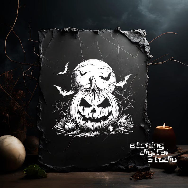 Halloween PNG for CNC Laser Engrave, Laser Burn, Glowforge File ...
