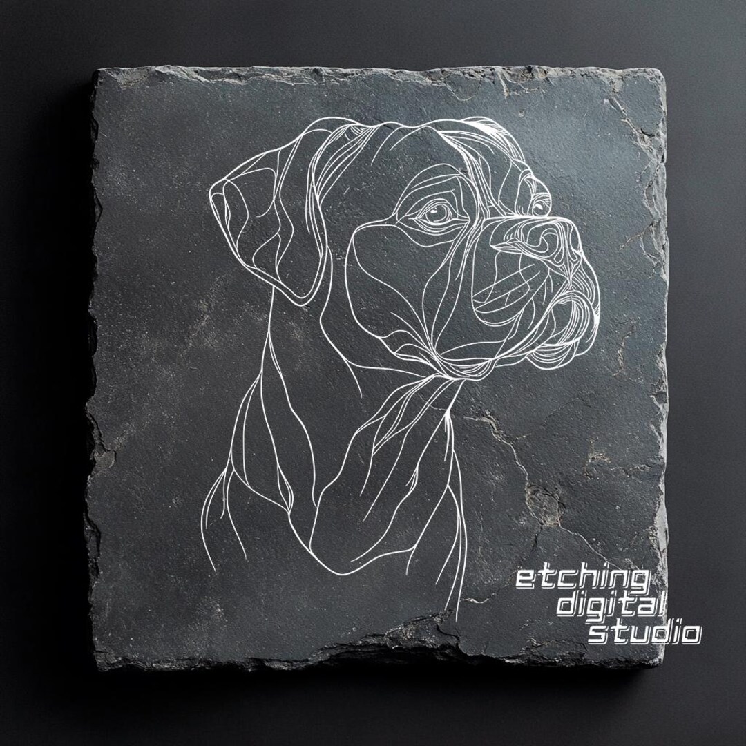 Boxer Dog Slate PNG | Slate Coasters Engraved | Slate Boards Etching ...