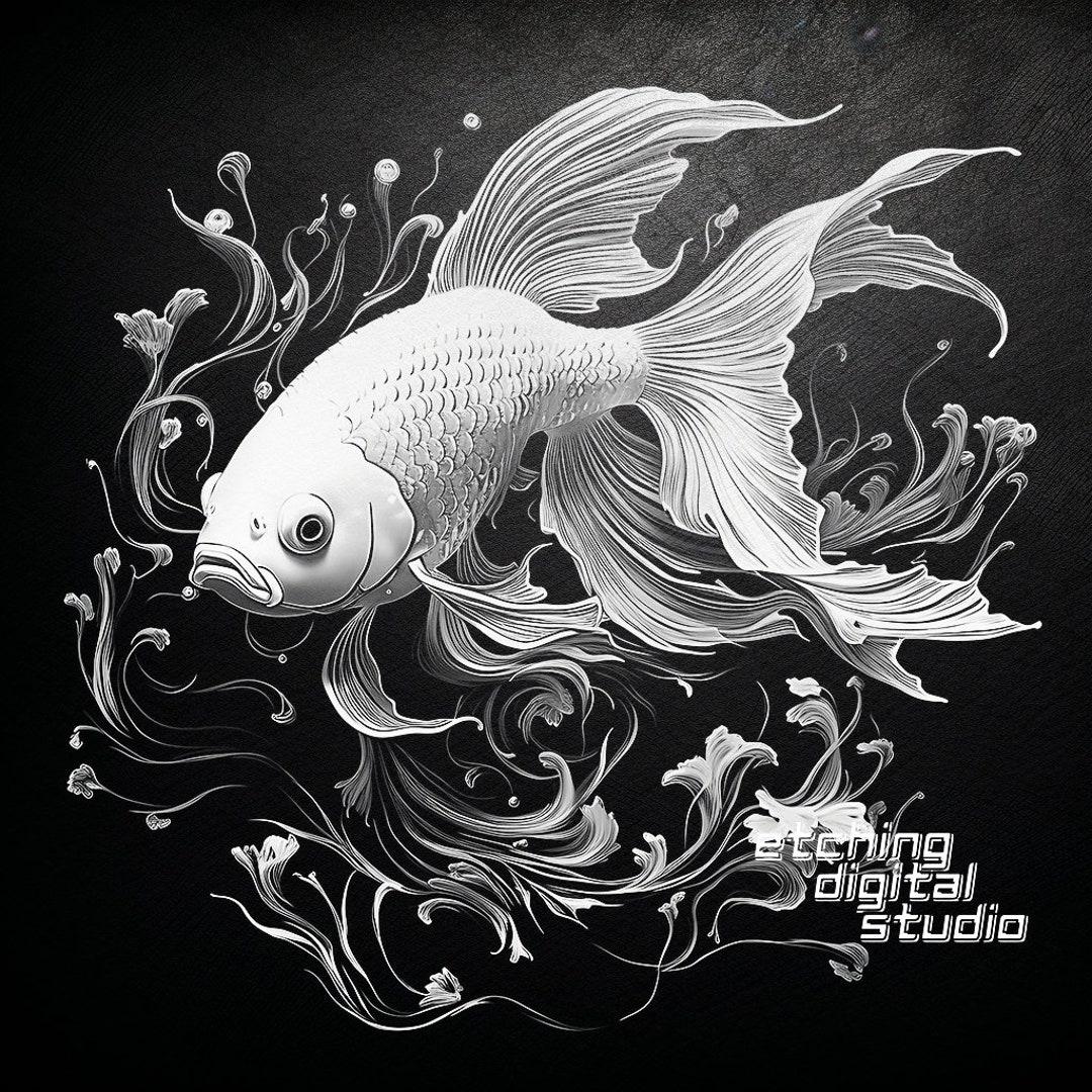 Koi Fish Carp PNG for CNC Laser Engrave, Laser Burn, Japanese Fish ...